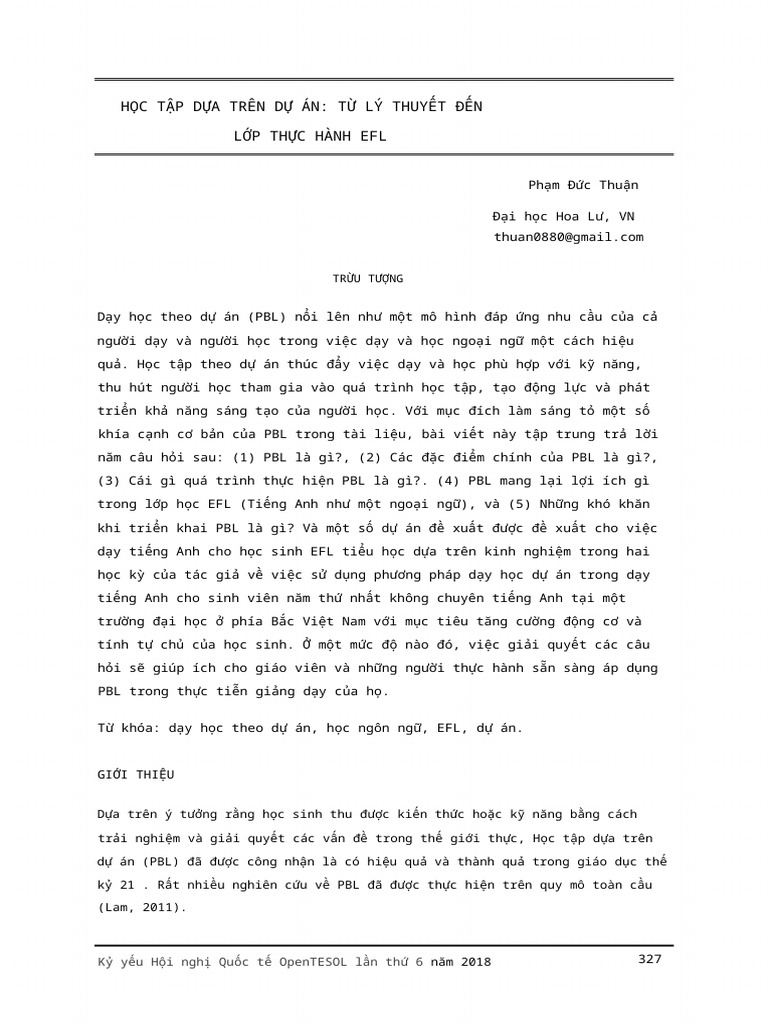 Project Based Learning From Theory to EF (1)- Ban Dich | PDF