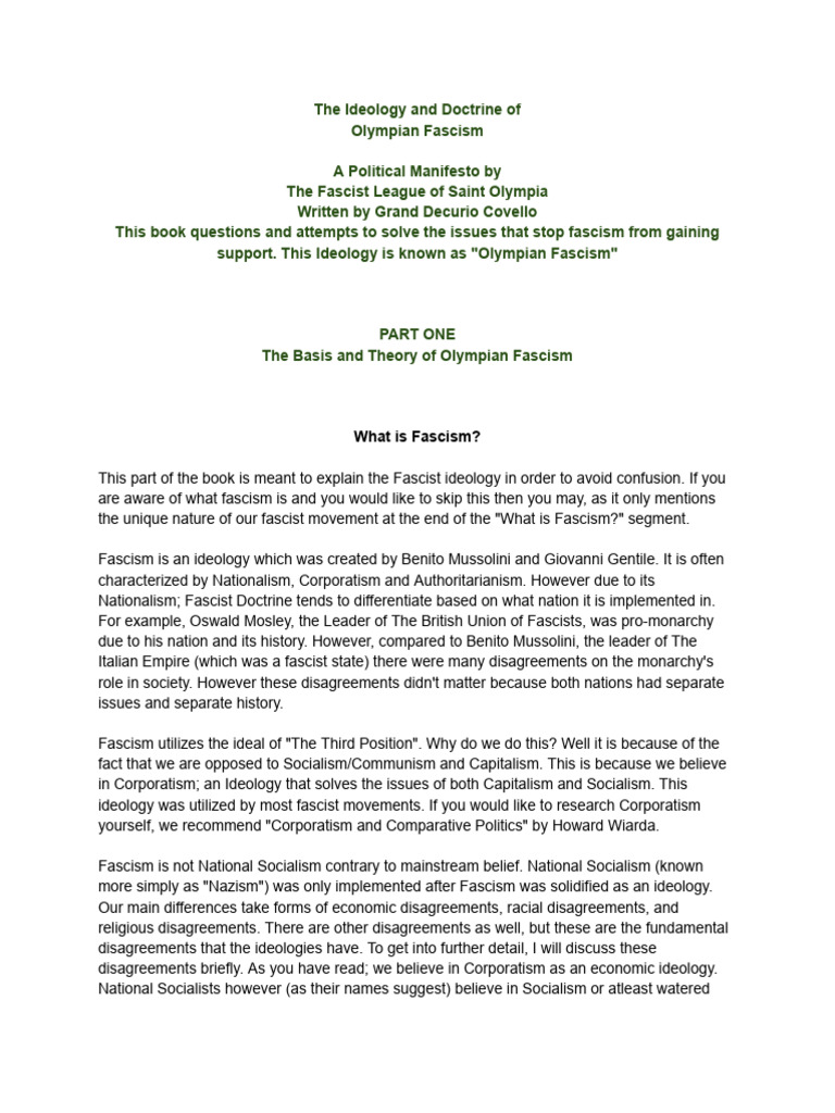 The Ideology and Doctrine of Olympian Fascism | PDF | Fascism | Nazism