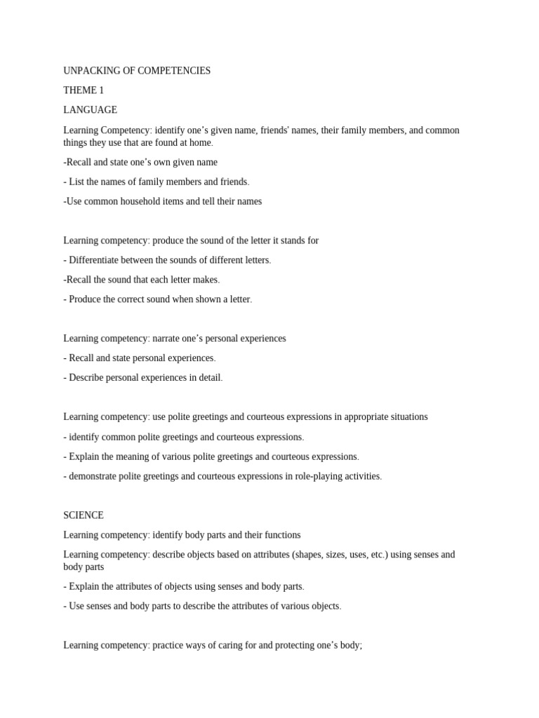 Unpacking of Competencies | PDF | Learning | Attitude (Psychology)