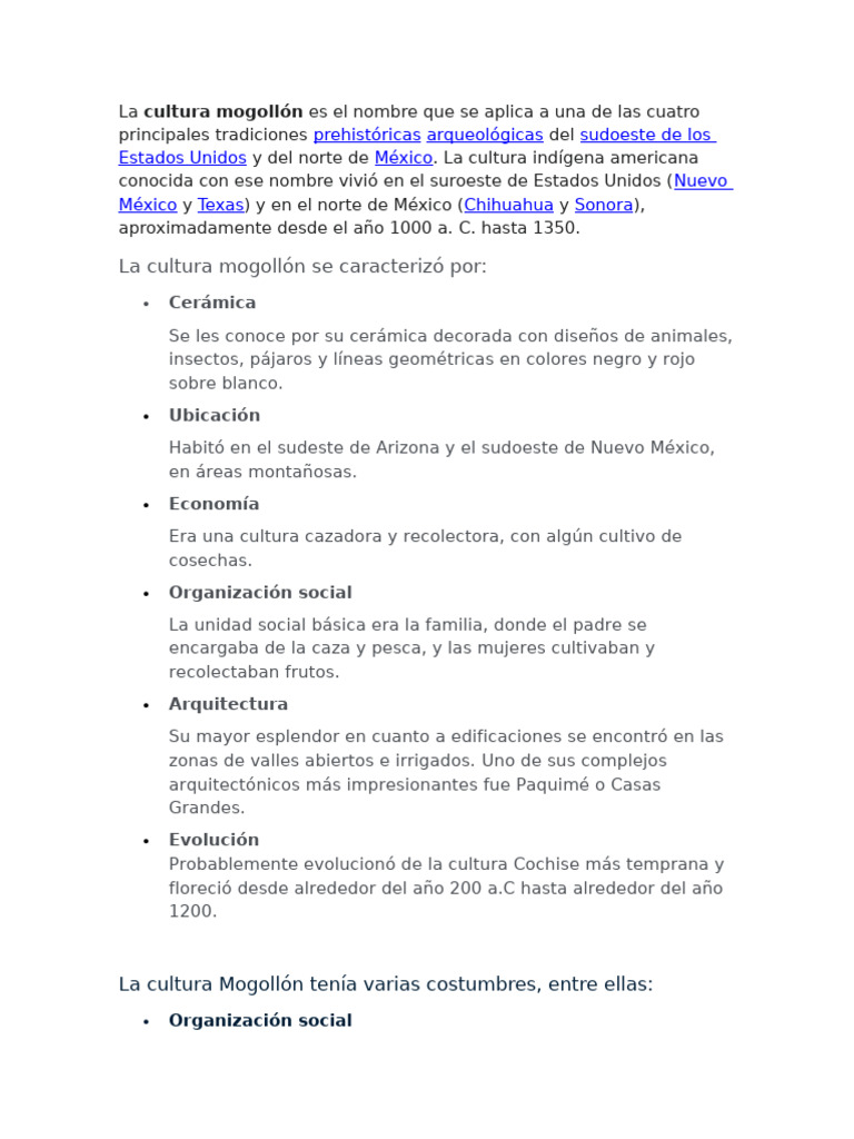 Cultura Mogollon | PDF