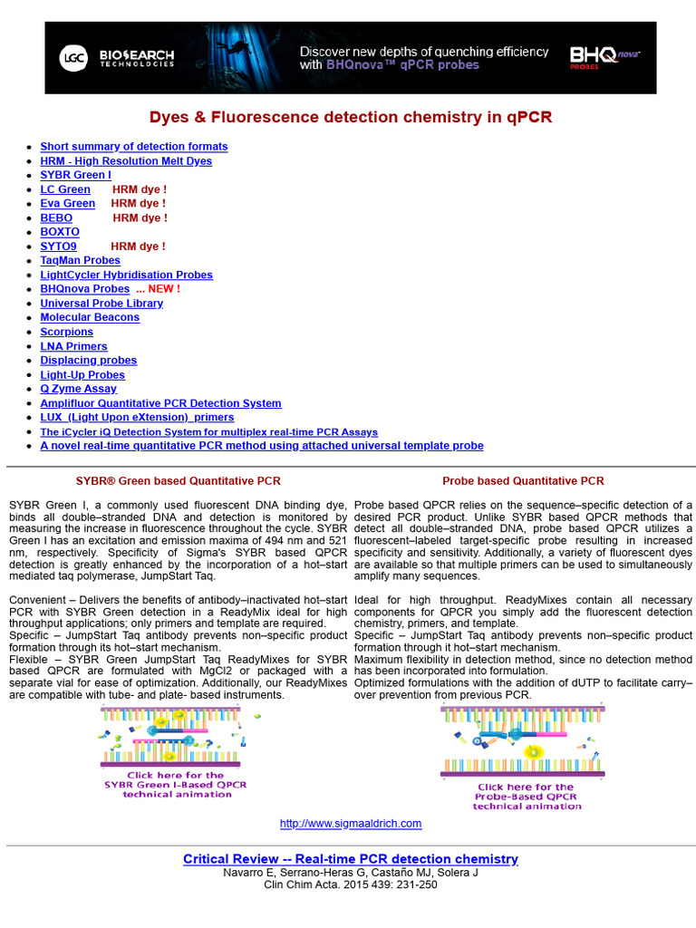 Dyes & Fluorescence Detection Chemistry in QPCR | PDF | Real Time ...