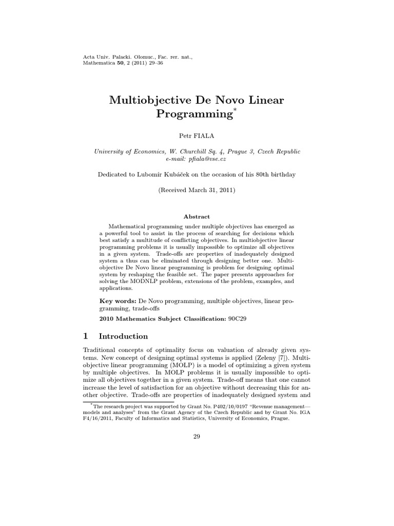 De Novo Prog | PDF | Linear Programming | Methodology