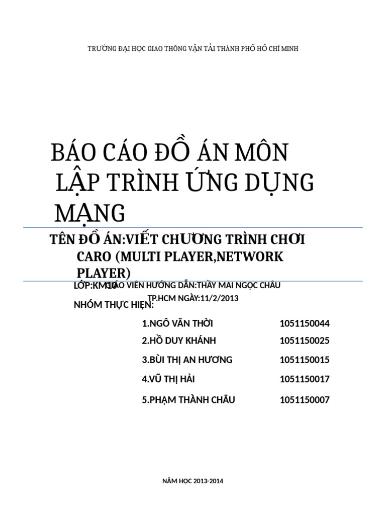 Bao Cao Do An Mon Lap Trinh Ung Dung Mang | PDF