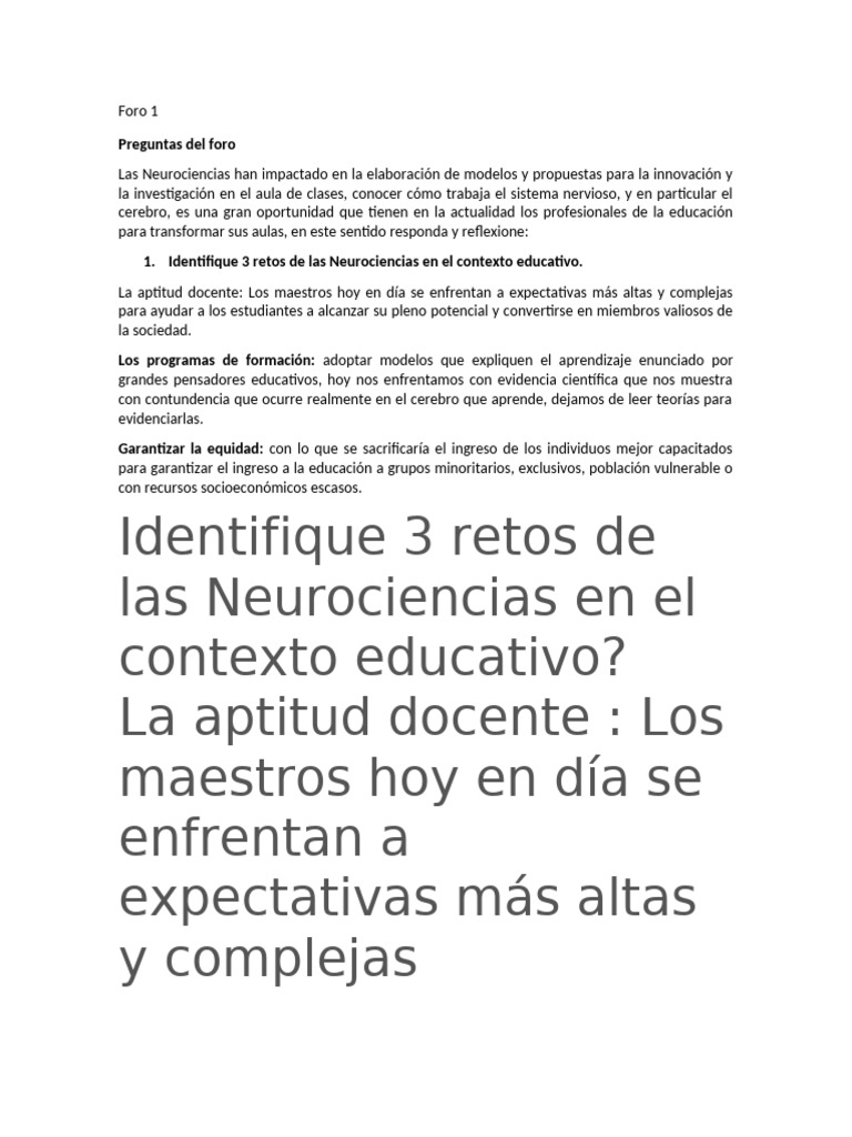 Foro 1 | PDF | Enseñando | Las emociones
