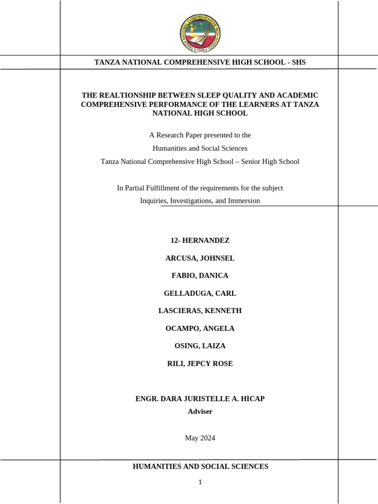 Humss Group 4 Final Research 1 | PDF | Sleep | Sleep Deprivation