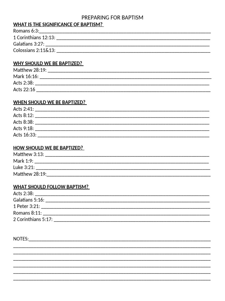 PREPARING FOR BAPTISM | PDF | Baptism | Christian Texts