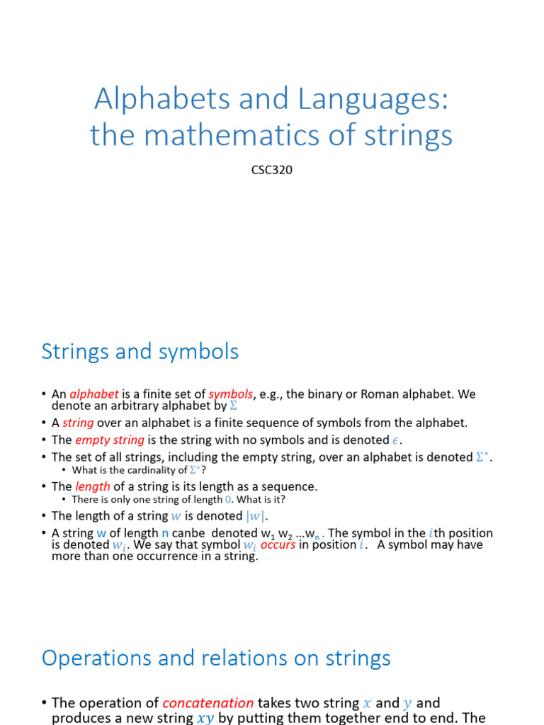 01-Alphabets and Languages Class3 | PDF | String (Computer Science) | Syntax (Logic)