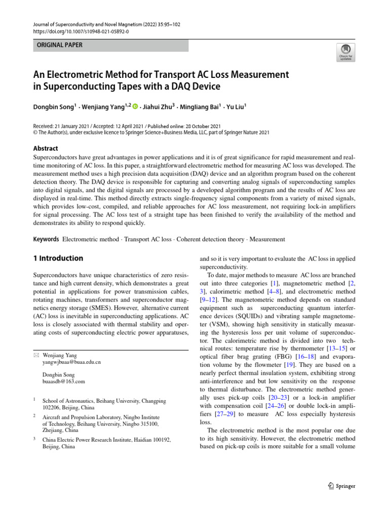 An Electrometric Method For Transport AC Loss Measurement in ...