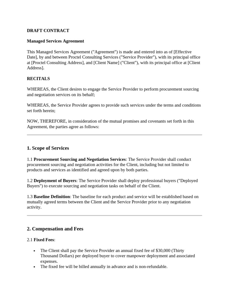 Proctel MSA for Procurement Services | PDF | Procurement | Negotiation