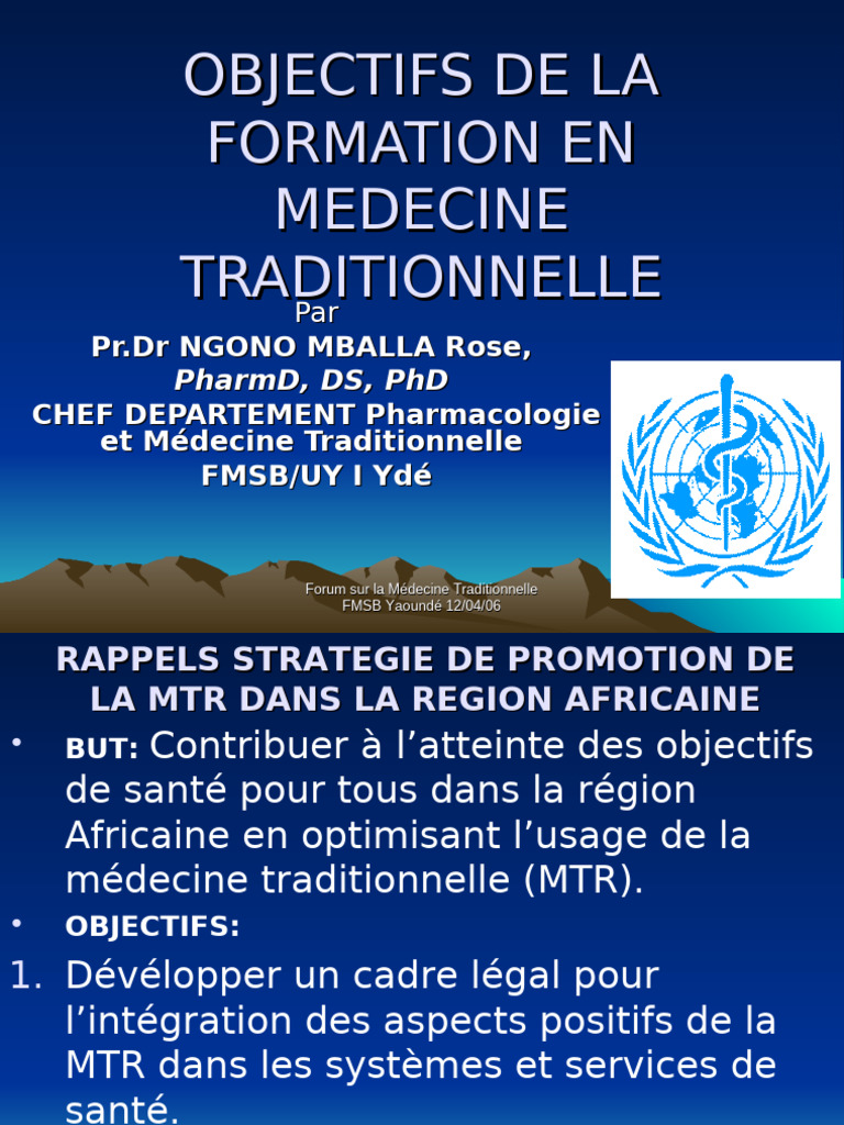 Objectifs de La Formation en Medecine Traditionnelle | PDF | Médecine | Soins de santé