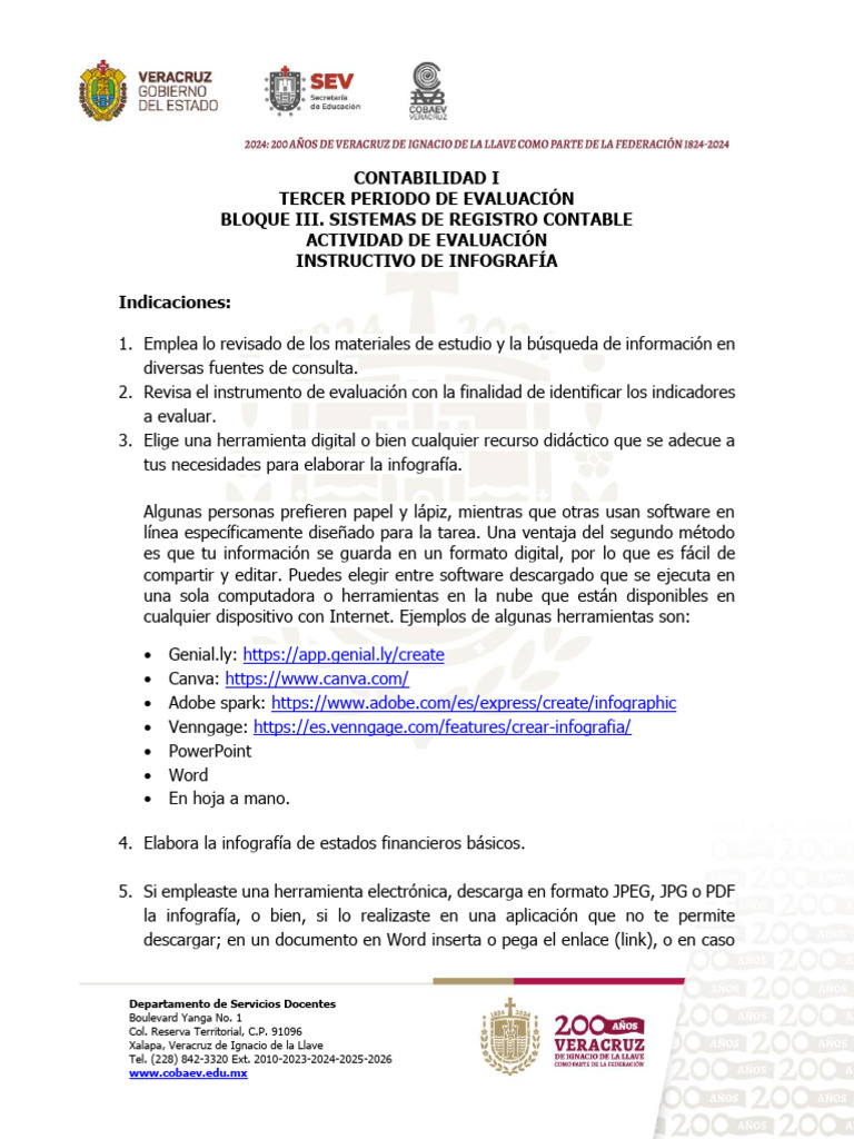 Contabilidad I Instructivo Actividad de Evaluación 2024-B 3a Eval | PDF