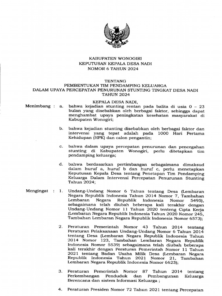 SK TPK Stunting 6 Tahun 2024 | PDF