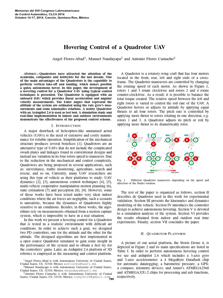 Hovering Control of A Quadrotor UAV | PDF | Quadcopter | Helicopter Rotor