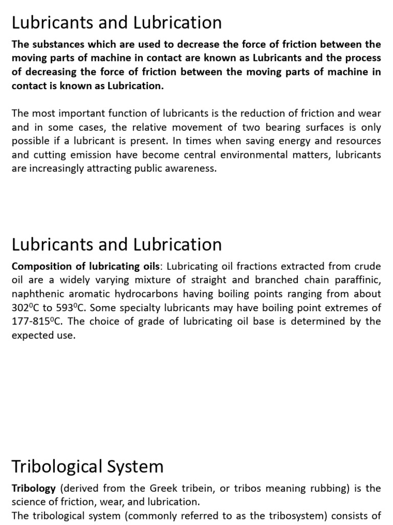 Lubricants and Lubrications | PDF | Friction | Lubricant