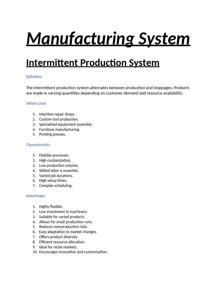 Intermediate Production System | PDF | Production And Manufacturing ...