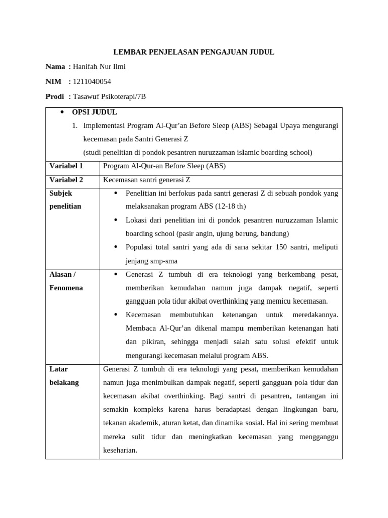 Kerangka Proposal | PDF