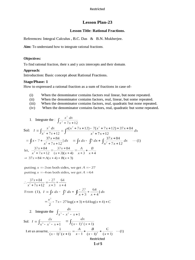 Rational Fraction | PDF