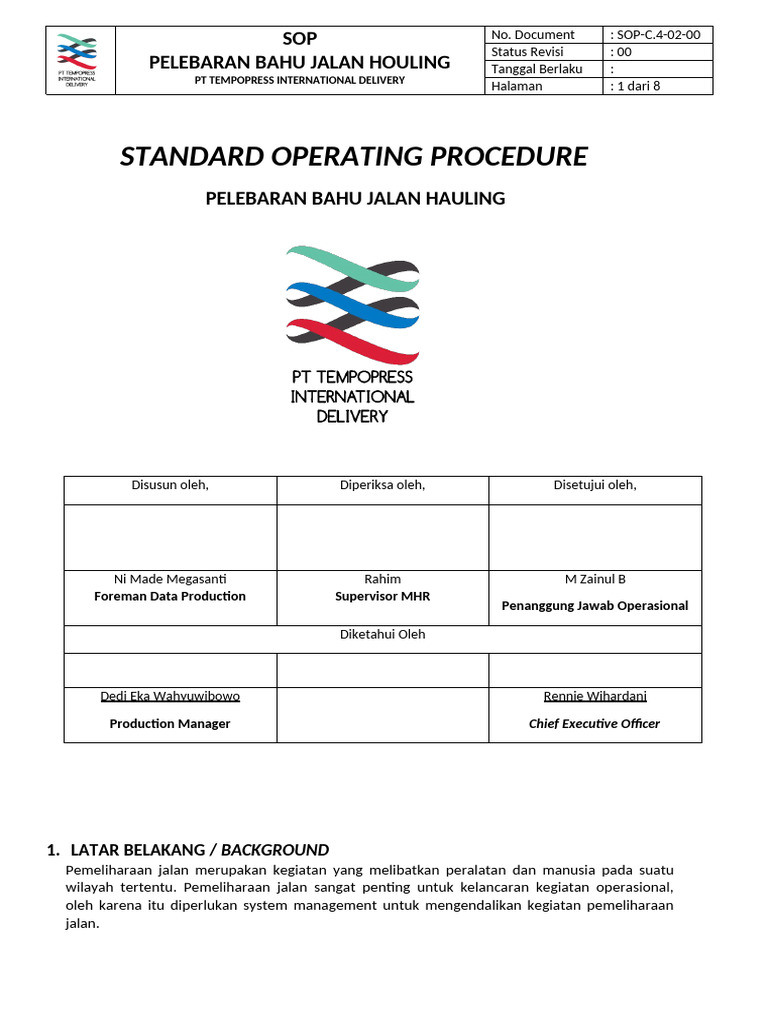 SOP-C.4-02-00 SOP Prosedur Cut and Fill | PDF