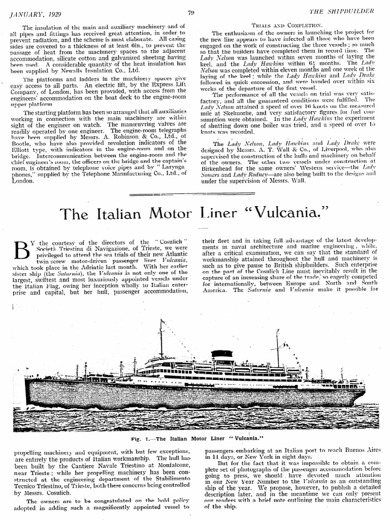 The Italian Motor Liner Vulcania | PDF