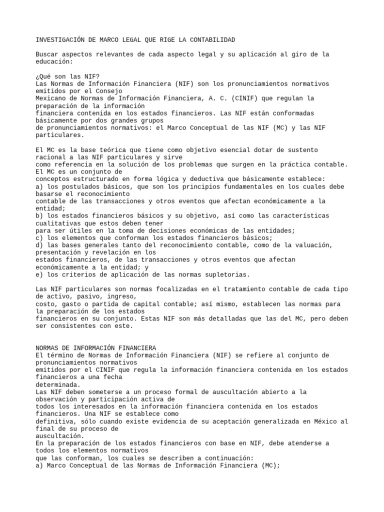 Marco Legal Que Rige La Contabilidad | PDF | Contabilidad | Estado ...