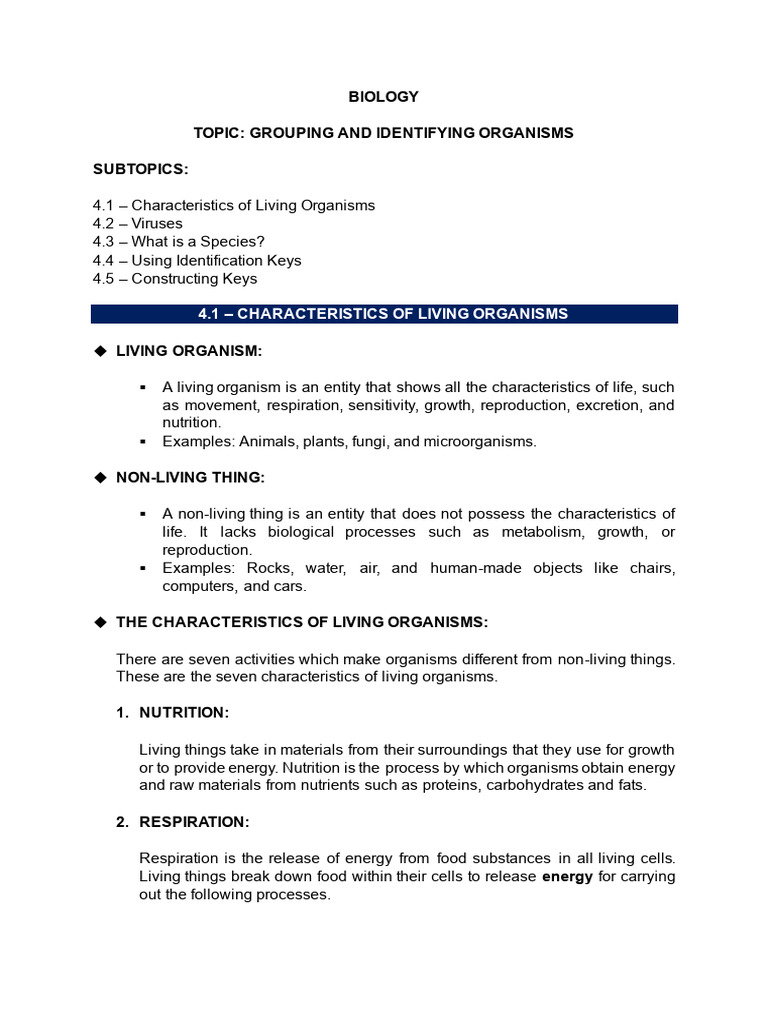 Biology - Grouping and Identifying Organisms | PDF | Virus | Nutrition