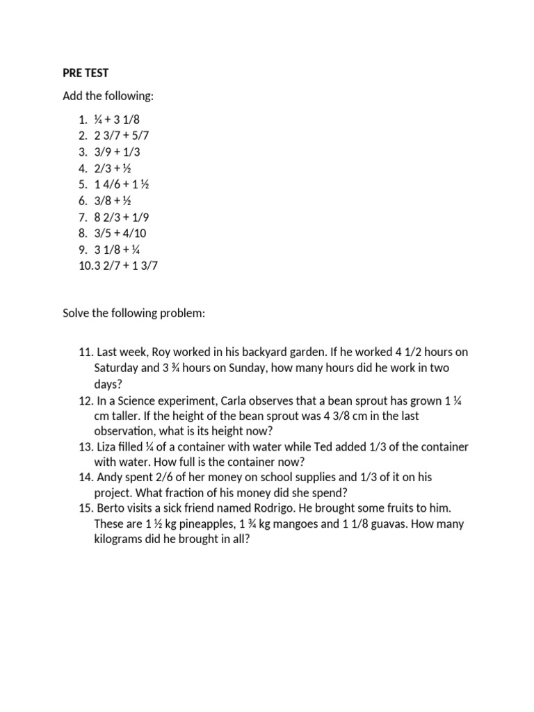 Pre Test | PDF