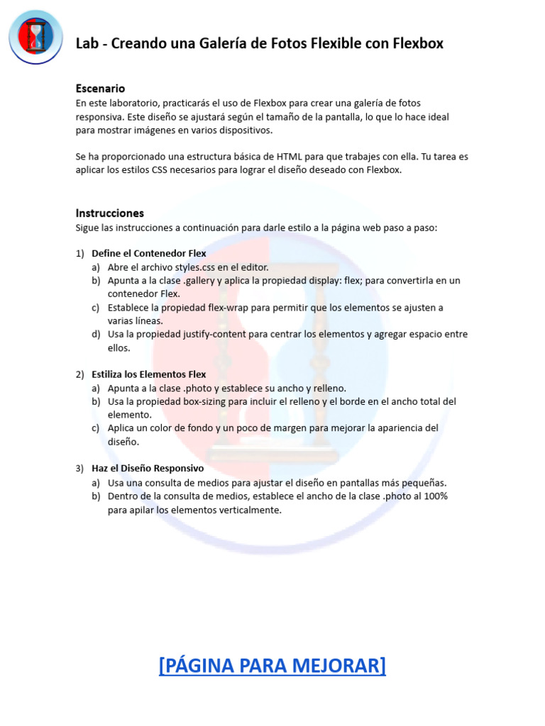Lab - Creando una Galería de Fotos Flexible con Flexbox.docx (1) | PDF