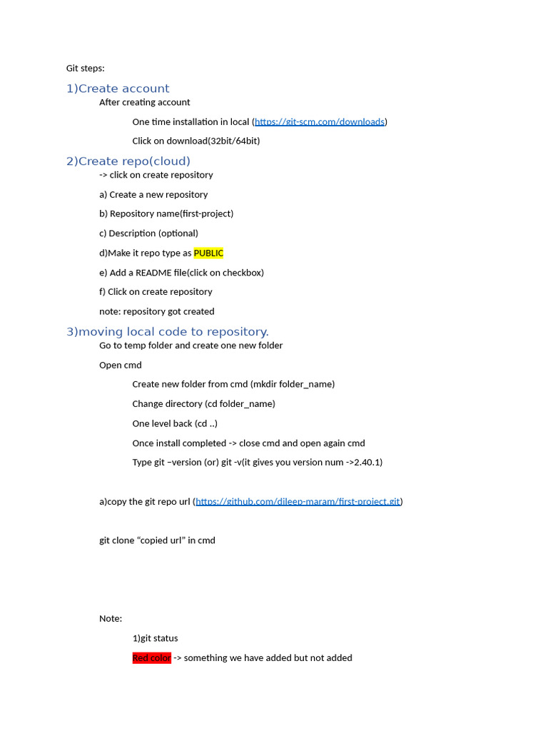 Git Steps | PDF