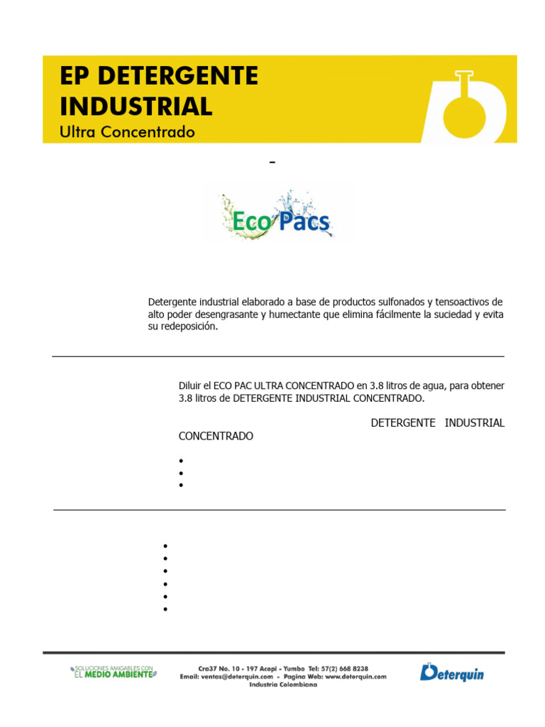 Detergente Multiproposito Superconcentrado FT | PDF