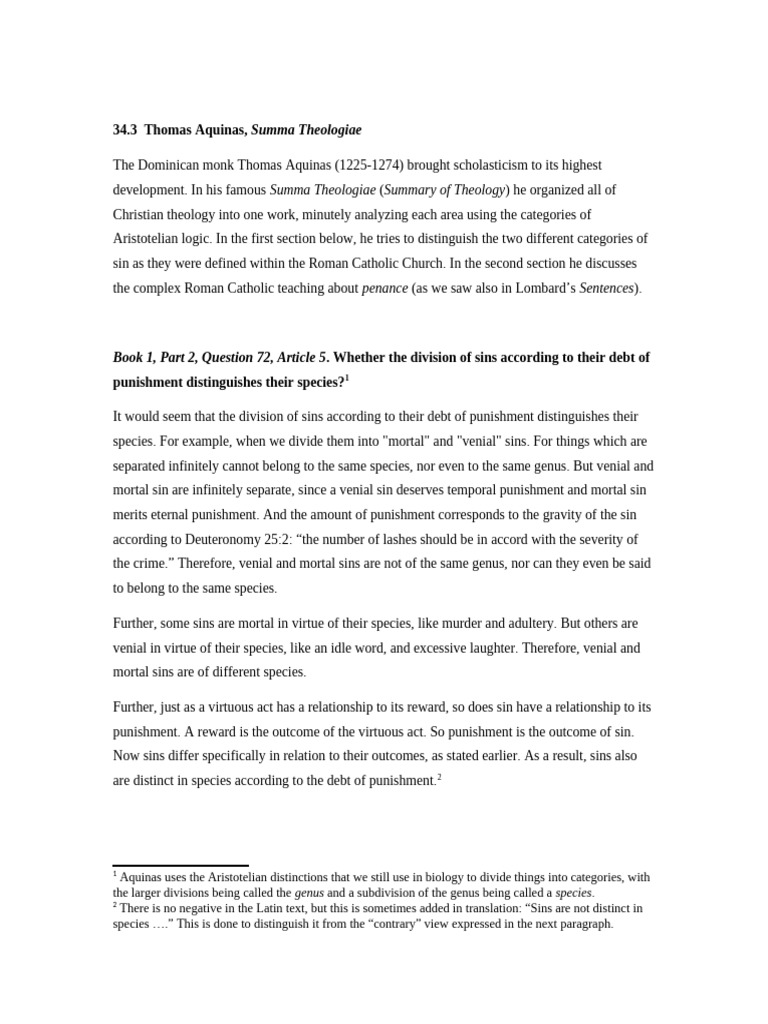 Aquinas on Sin and Penance Analysis | PDF | Penance | Thomas Aquinas