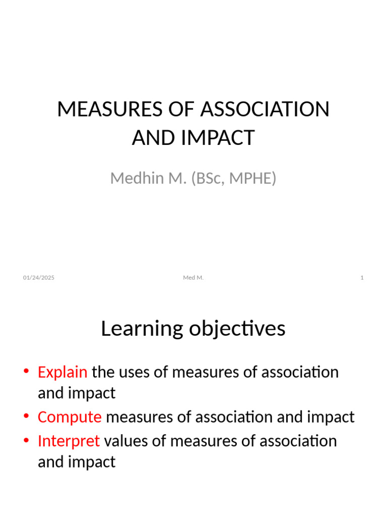 6 Measures of Association and Impact | PDF | Odds | Relative Risk