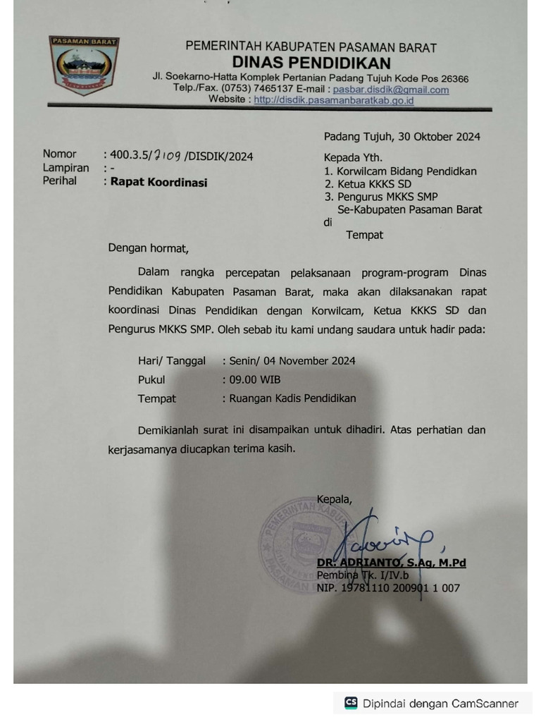 Surat Rakor 041124 | PDF