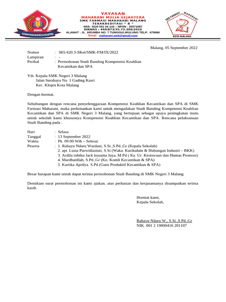 065 Permohonan Studi Banding | PDF