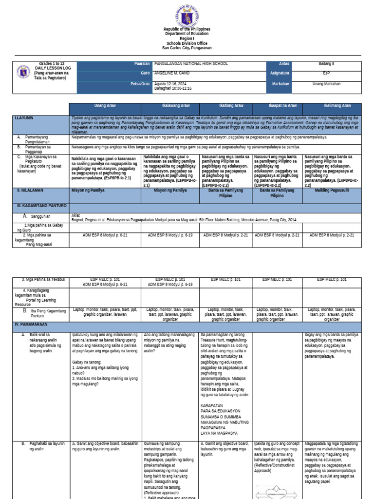DLL Esp8 Q1W3 | PDF