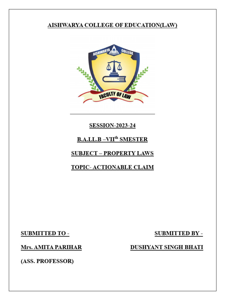 tp act assignment | PDF | Debt | Property