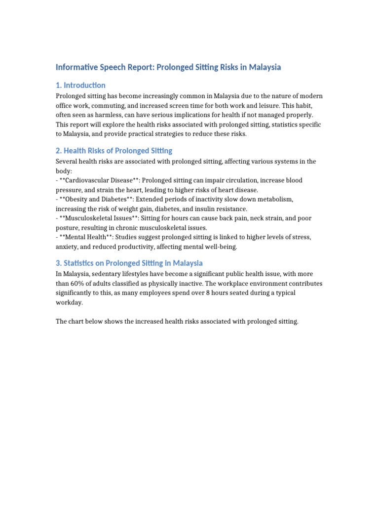 Prolonged Sitting Risks Report | PDF | Sedentary Lifestyle | Diabetes