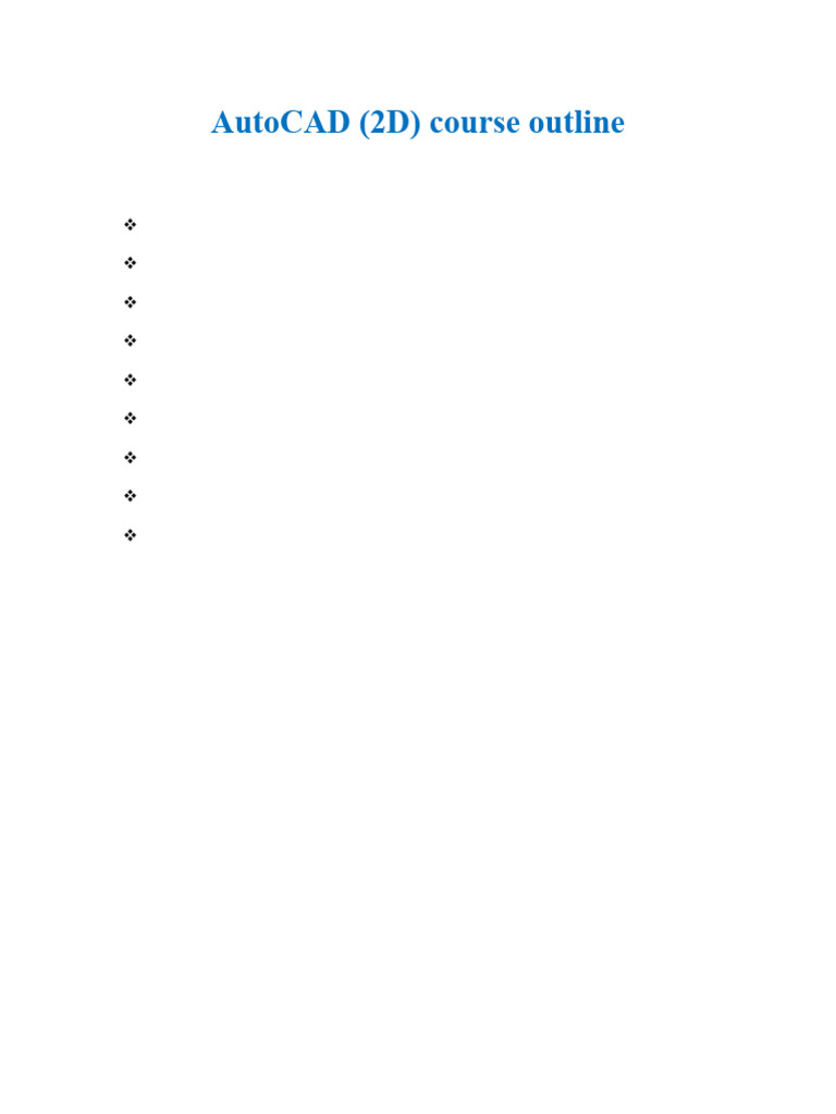 Course Outline AutoCAD (2D) | PDF
