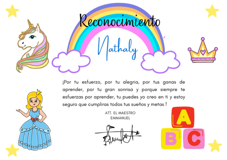 Reconocimiento a Nathaly | PDF