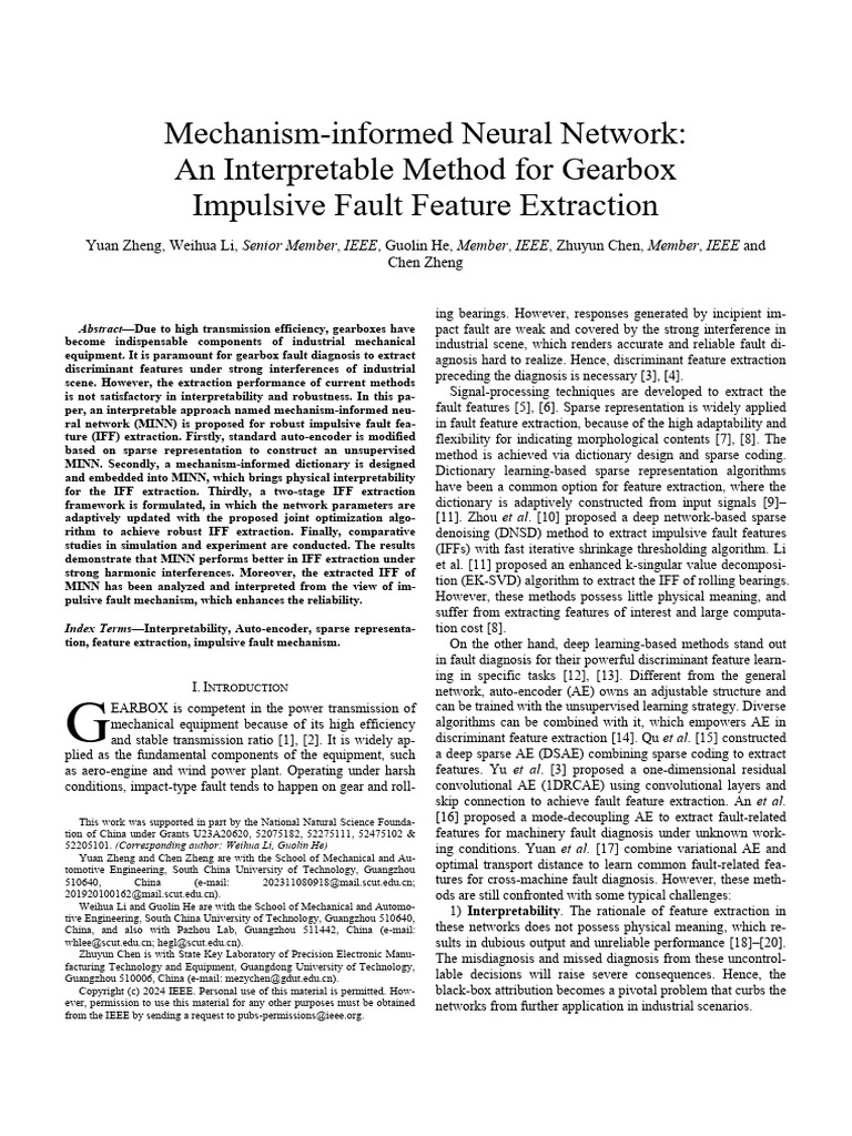 Mechanism-Informed Neural Network An Interpretable Method For Gearbox Impulsive Fault Feature ...
