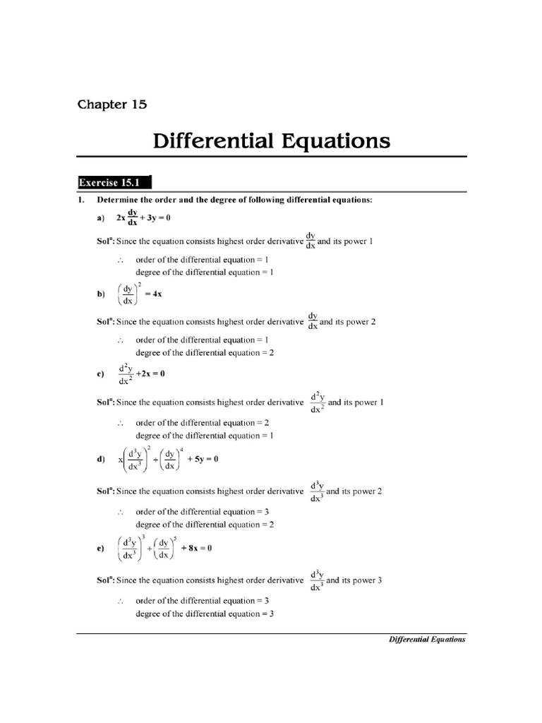 Class 12 Differential Equations Ex-15.1 | PDF