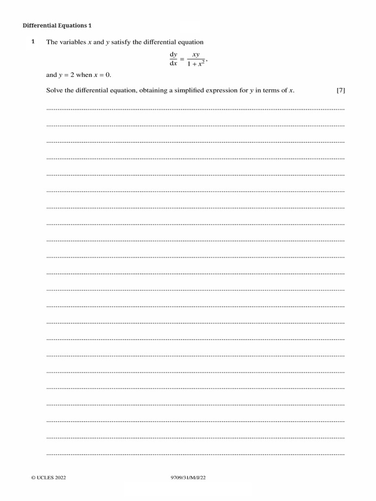 P3 17.q Differential Eqns 1 | PDF