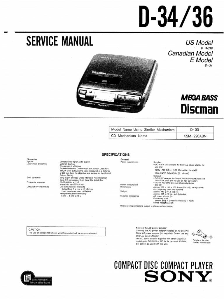 Sony d-34 | PDF