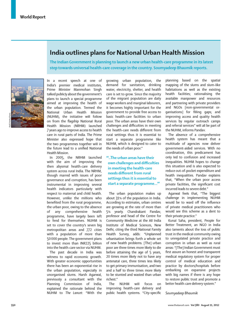 India Launches National Urban Health Mission | PDF | Health Care ...
