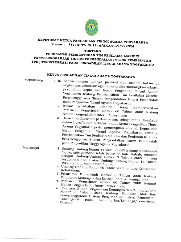 Contoh SK Tim Penilai Mandiri | PDF