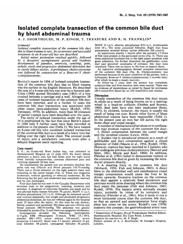 Shorthouse1978- Isolated Complete Transection of the Common Bile Duct ...