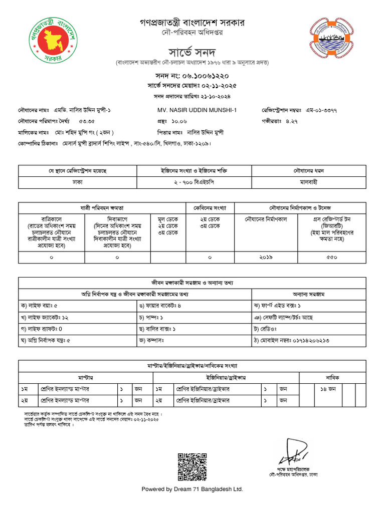 Ship_Survey_Certificate_08-01-2025 | PDF