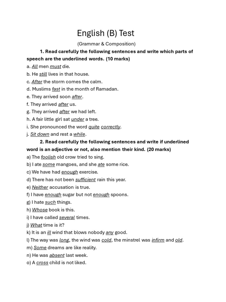 (B) English Test1 | PDF