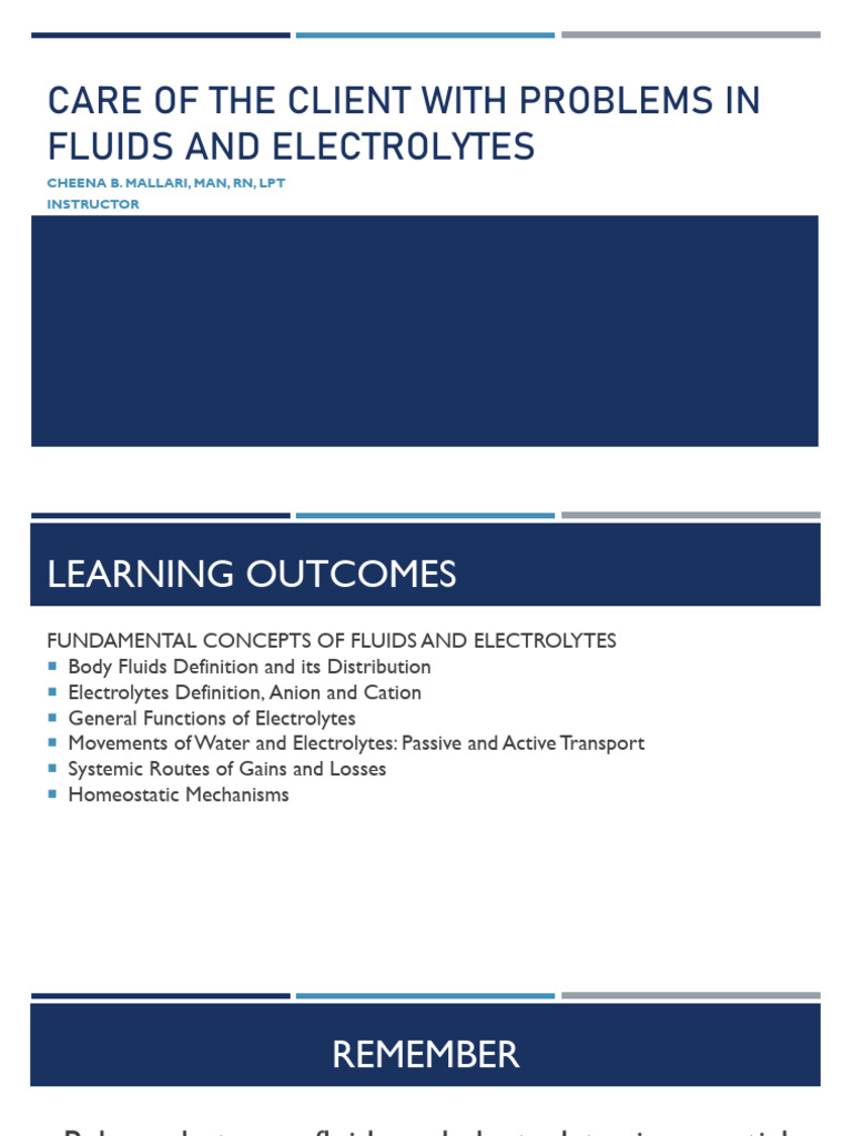 1. Introduction to Fluids and Electrolytes for Students | PDF | Physiology
