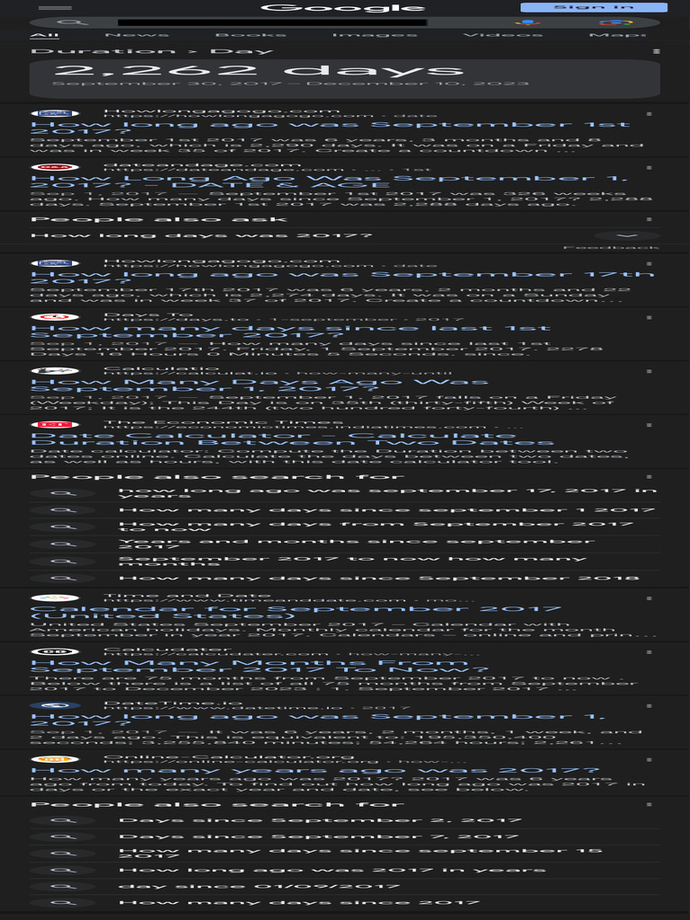 How Many Days Has It Been Since September 2017 Till Now - Google Search ...