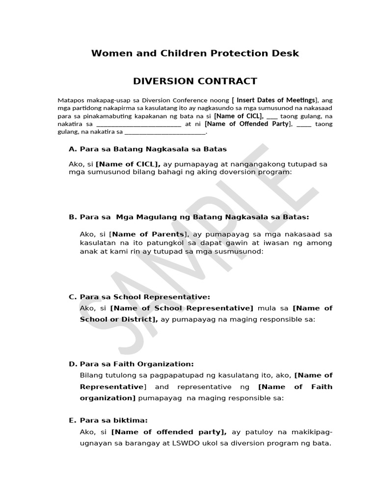 Diversion Contract Template | PDF
